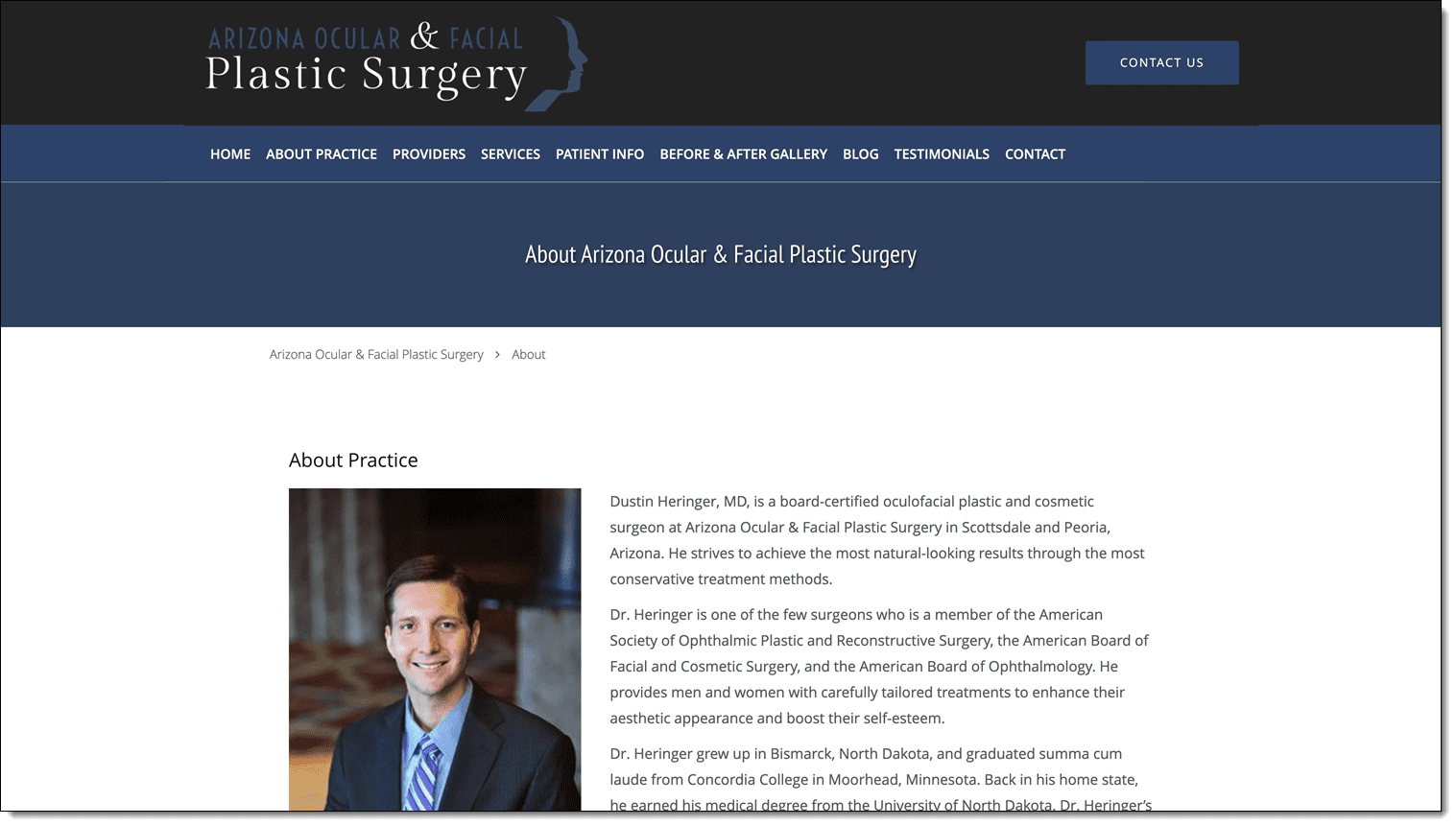 Meet Dr. Dustin Heringer of Arizona Ocular and Facial Plastic Surgery ...