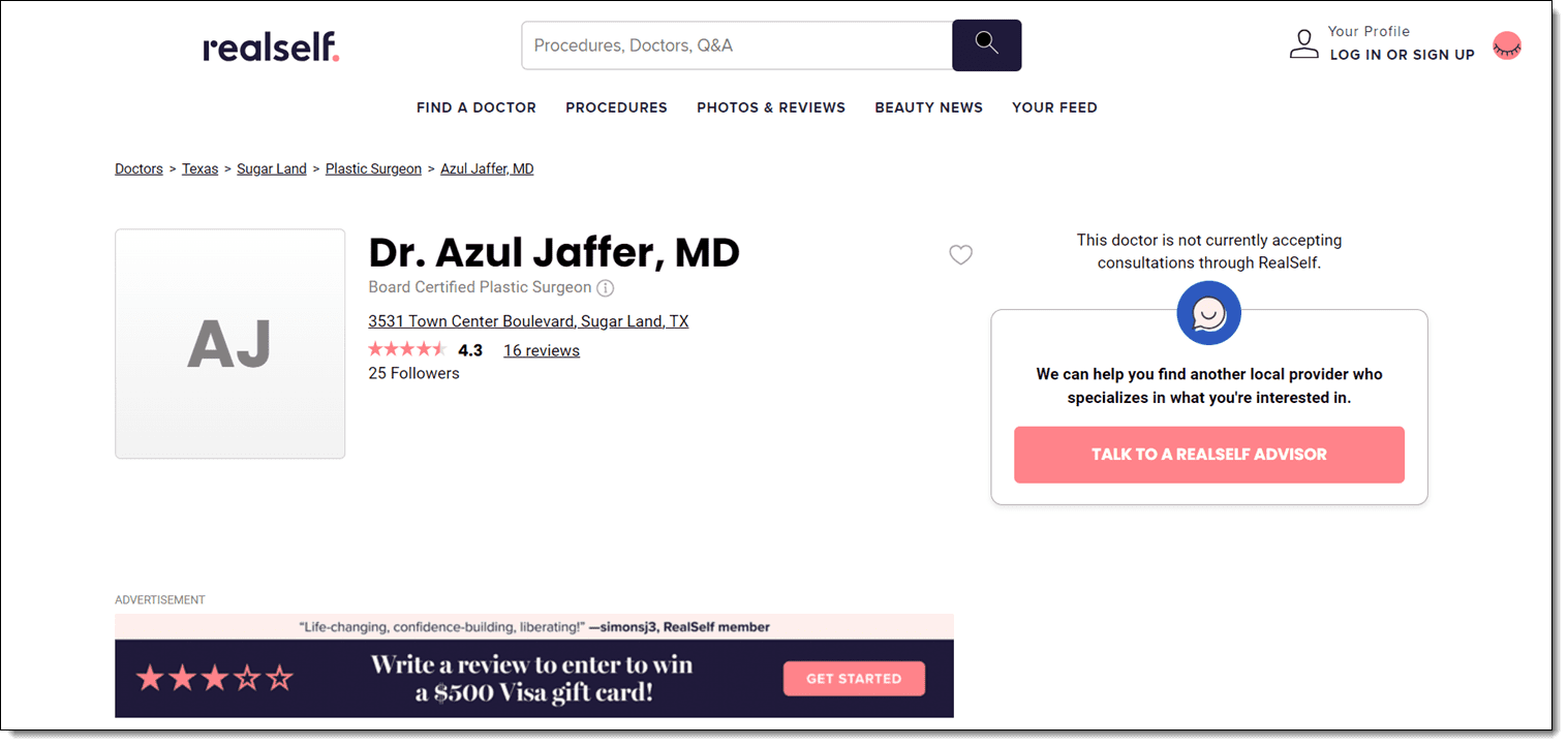 Meet Dr. Azul Jaffer of Azul Plastic Surgery in Houston, Texas - Doctor ...