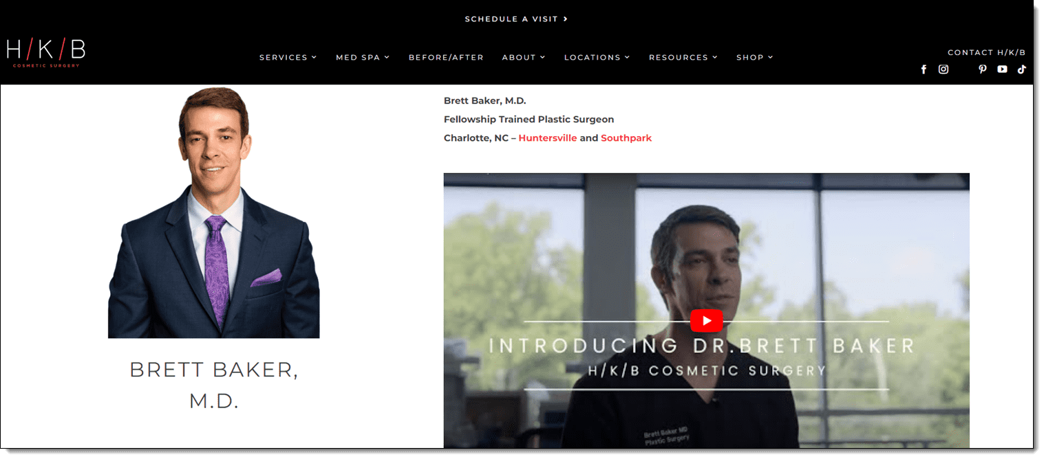 Meet Dr. Brett Baker of H/K/B Cosmetic Surgery in Charlotte, North Carolina - Doctor Marketing, MD™