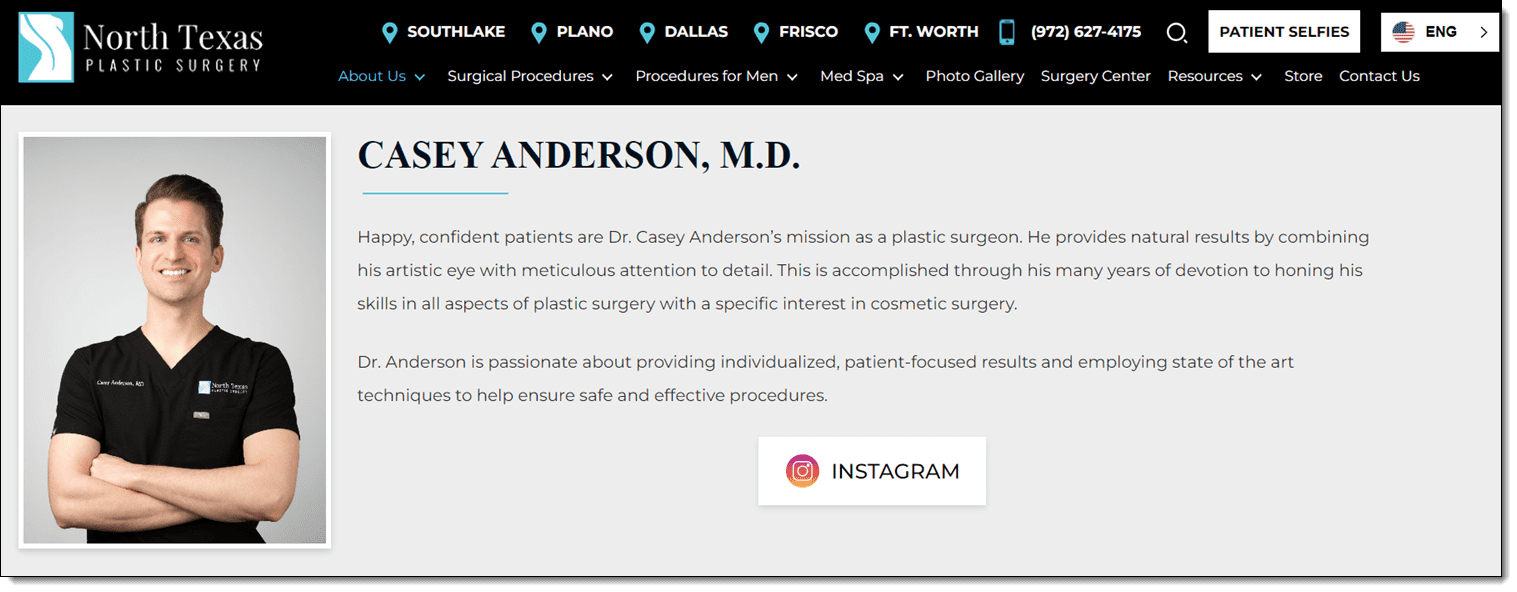 Meet Dr. Casey Anderson of North Texas Plastic Surgery in Dallas, Texas - Doctor Marketing, MD™