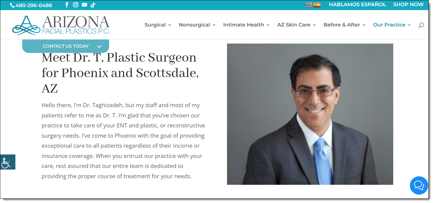 Meet Dr. Farhan Taghizadeh of Arizona Facial Plastics in Phoenix, Arizona - Doctor Marketing, MD™
