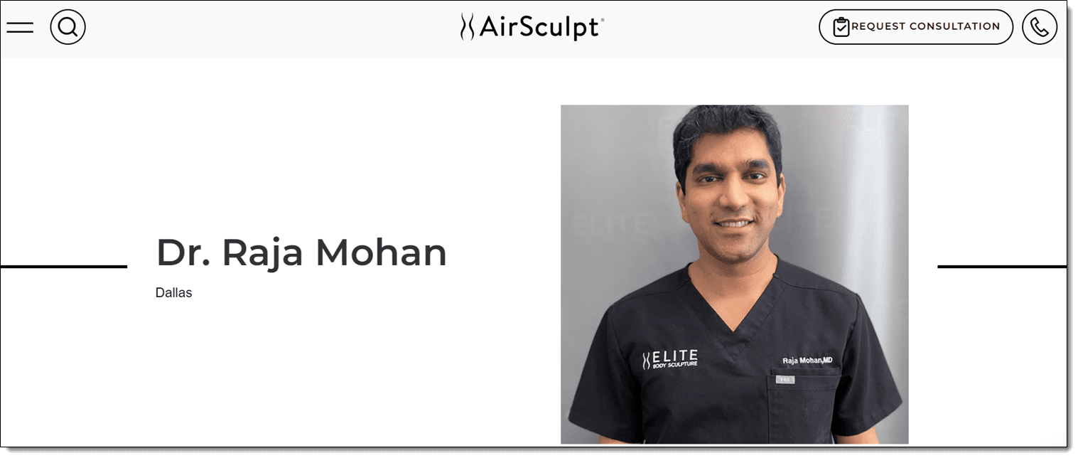 Meet Dr. Raja Mohan of AirSculpt in Dallas, Texas - Doctor Marketing, MD™