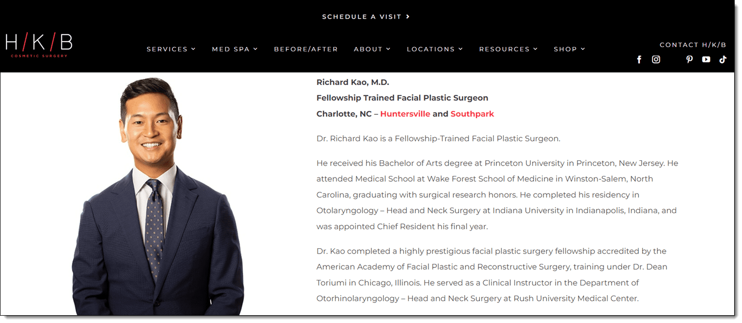 Meet Dr. Richard Kao of H/K/B Cosmetic Surgery in Charlotte, North Carolina - Doctor Marketing, MD™