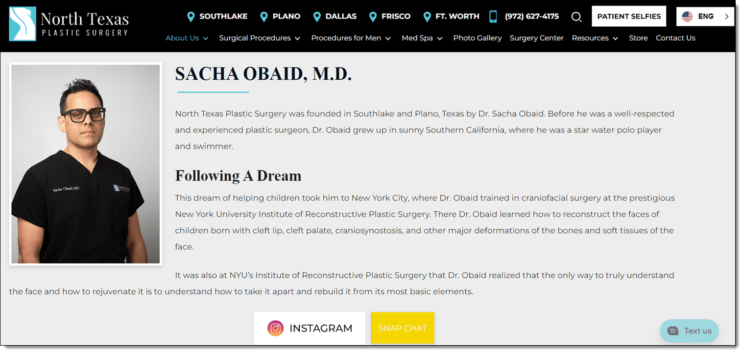 Meet Dr. Sacha Obaid of North Texas Plastic Surgery in Dallas, Texas ...