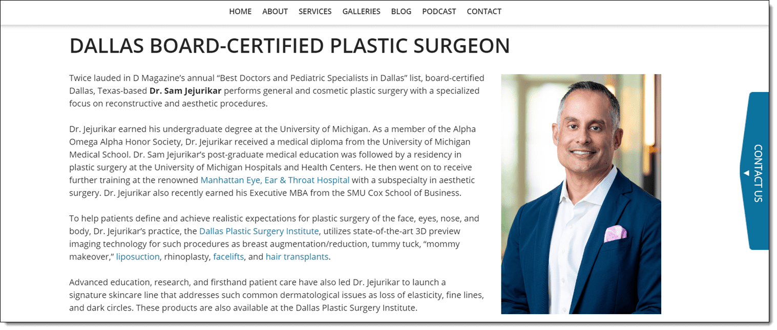 Meet Dr. Sam Jejurikar of Dallas Plastic Surgery Institute in Dallas ...