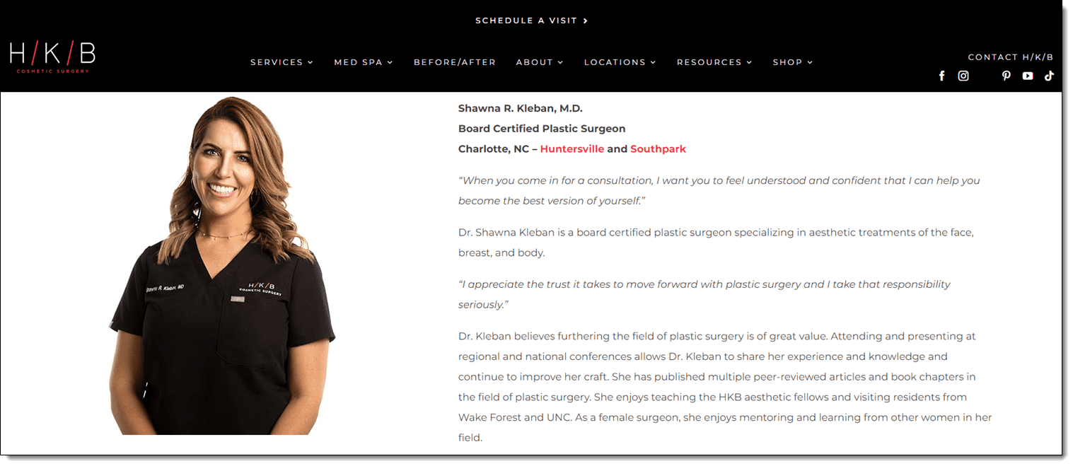 Meet Dr. Shawna Kleban of H/K/B Cosmetic Surgery in Charlotte, North Carolina - Doctor Marketing ...