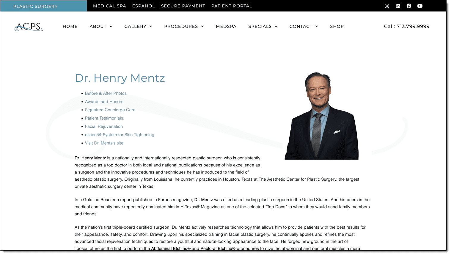 Meet Dr. Henry Mentz of Aesthetic Center for Plastic Surgery in Houston ...