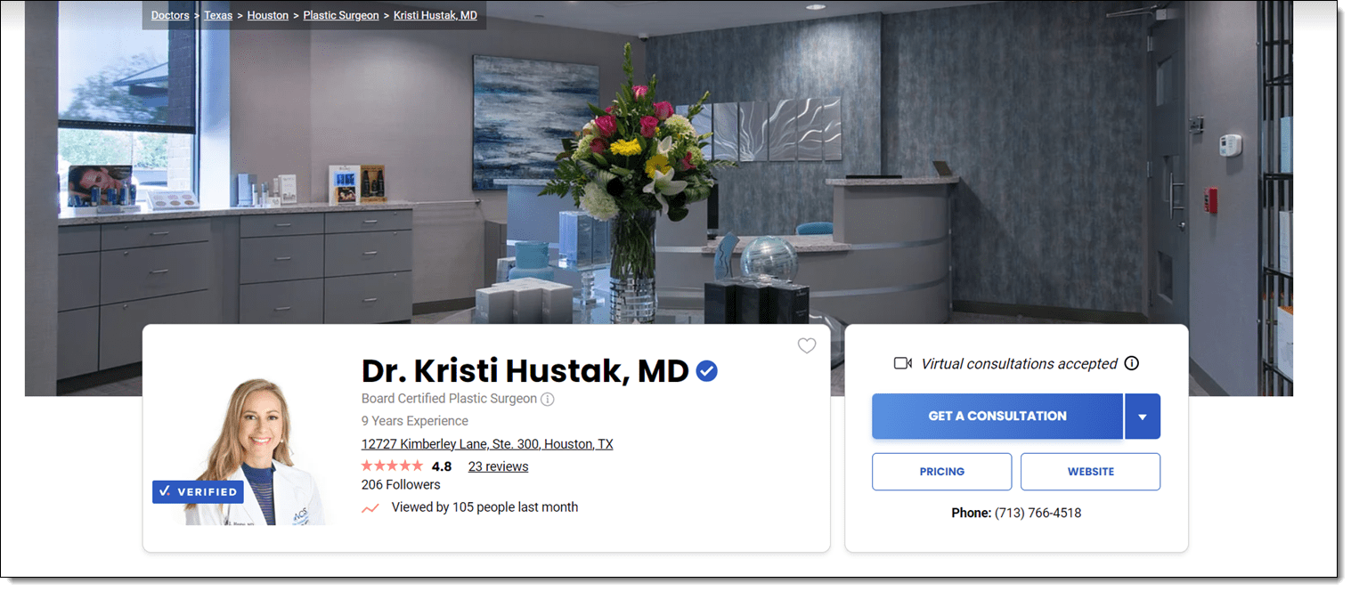 Meet Dr. Kristi Hustak of Aesthetic Center for Plastic Surgery in ...